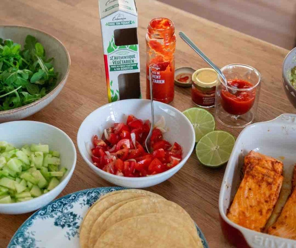 Tacos au Saumon/Truite Épicé avec Purée de Piment 🌮🐟🔥 – L'Atelier Cabanon